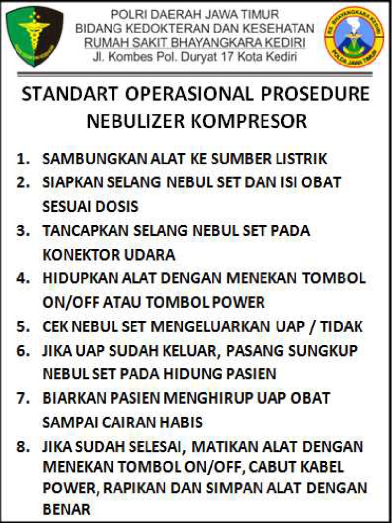 SOP NEBULIZER KOMPRESSOR | PDF
