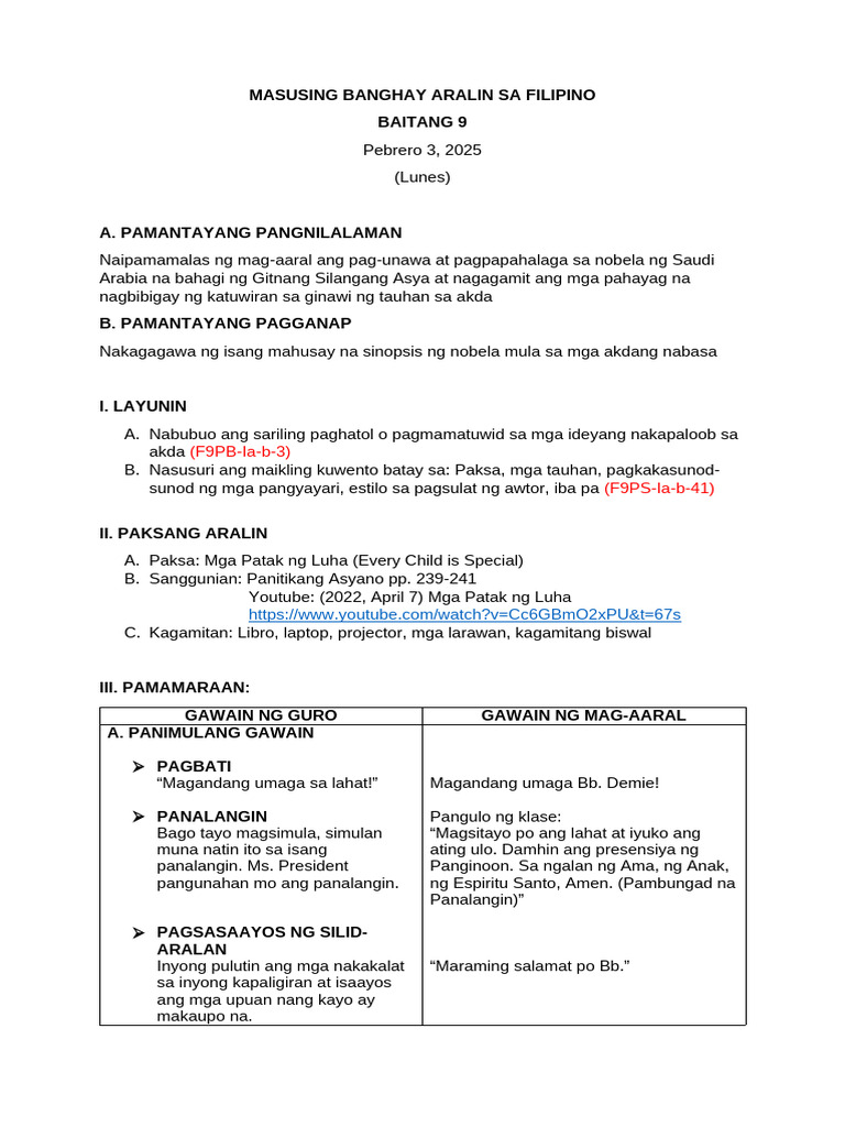 Mga Patak NG Luha (Monday) | PDF