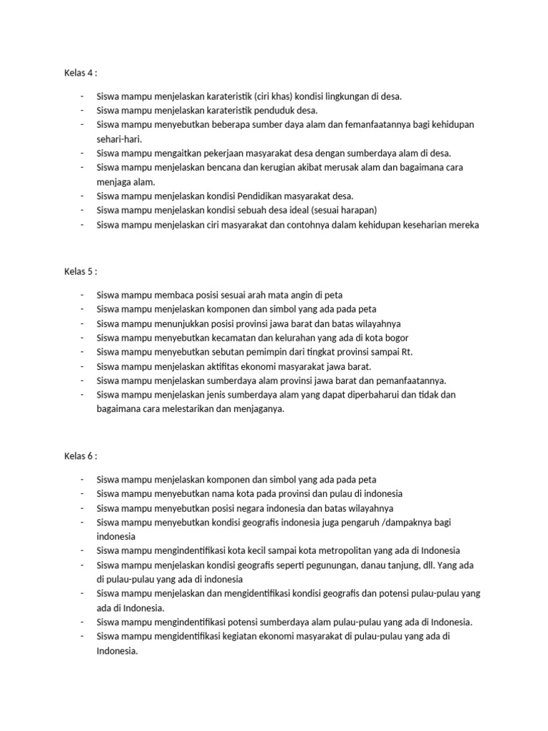 Kisi-Kisi GEO Kelas 4-6 UTS 2022 | PDF