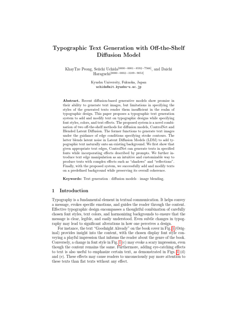 2024 2 Typographic Text Generation With Off-the-Shelf Diffusion Model | PDF | Typography | Typefaces