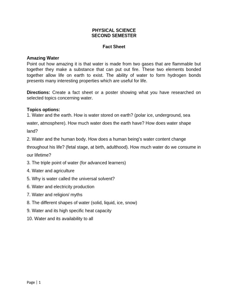 Amazing Properties of Water Facts | PDF