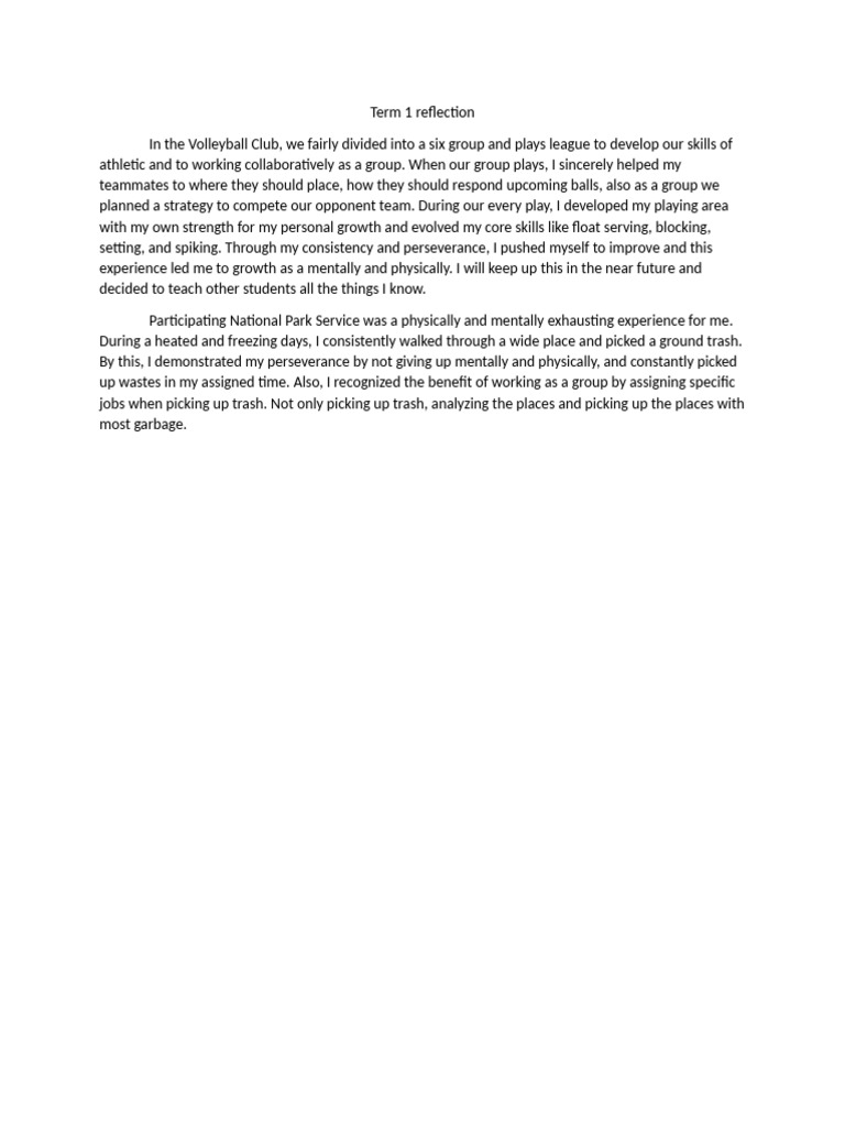 Term 1 Reflection | PDF