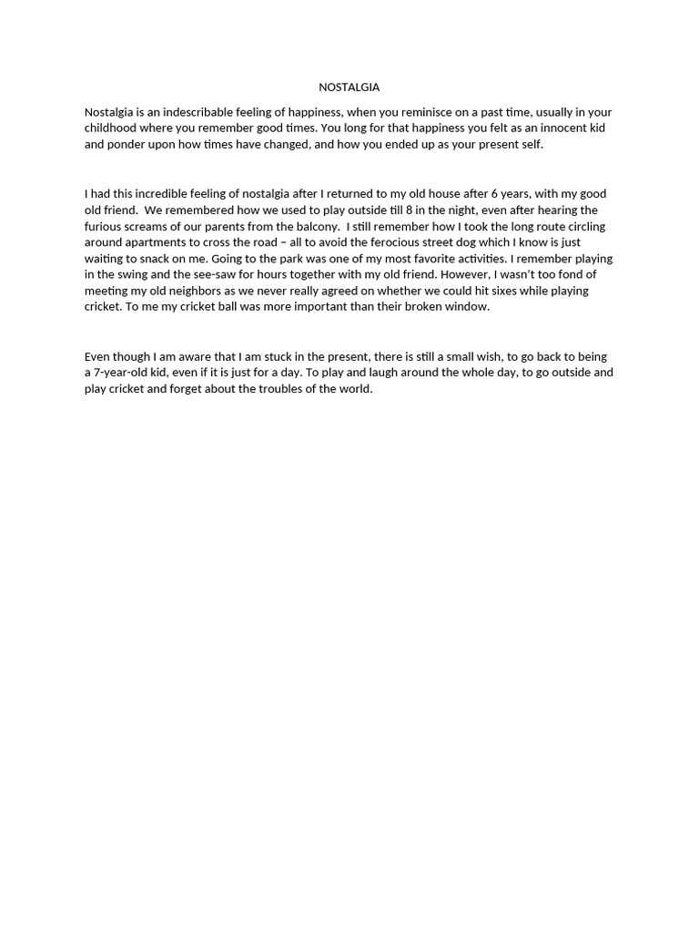 Nostalgia (Shourya Reddy K 10b) | PDF