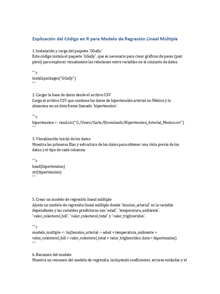 Explicacion Codigo Modelo Regresion | PDF | Matemáticas Aplicadas | Análisis de regresión