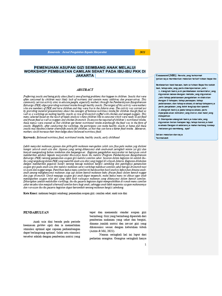 Revisi Artikel Pemenuhan Gizi Di Jakarta | PDF