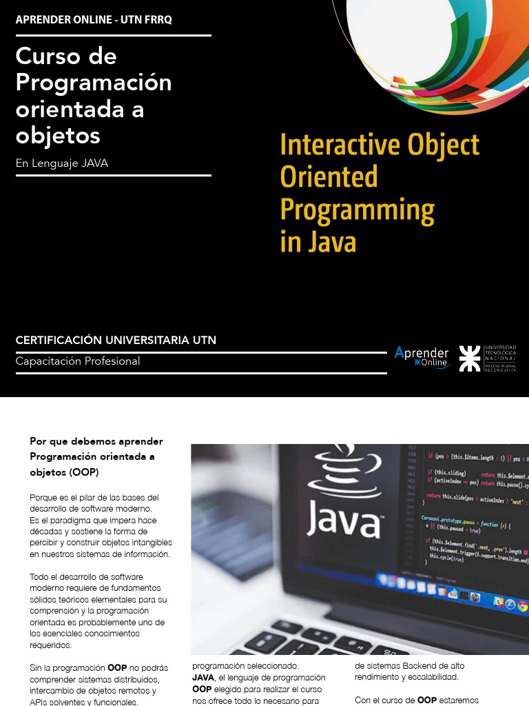 Curso de Programacion Orientada A Objetos Con Java APRENDER ONLINE de UTN FRRQ | PDF | Software ...