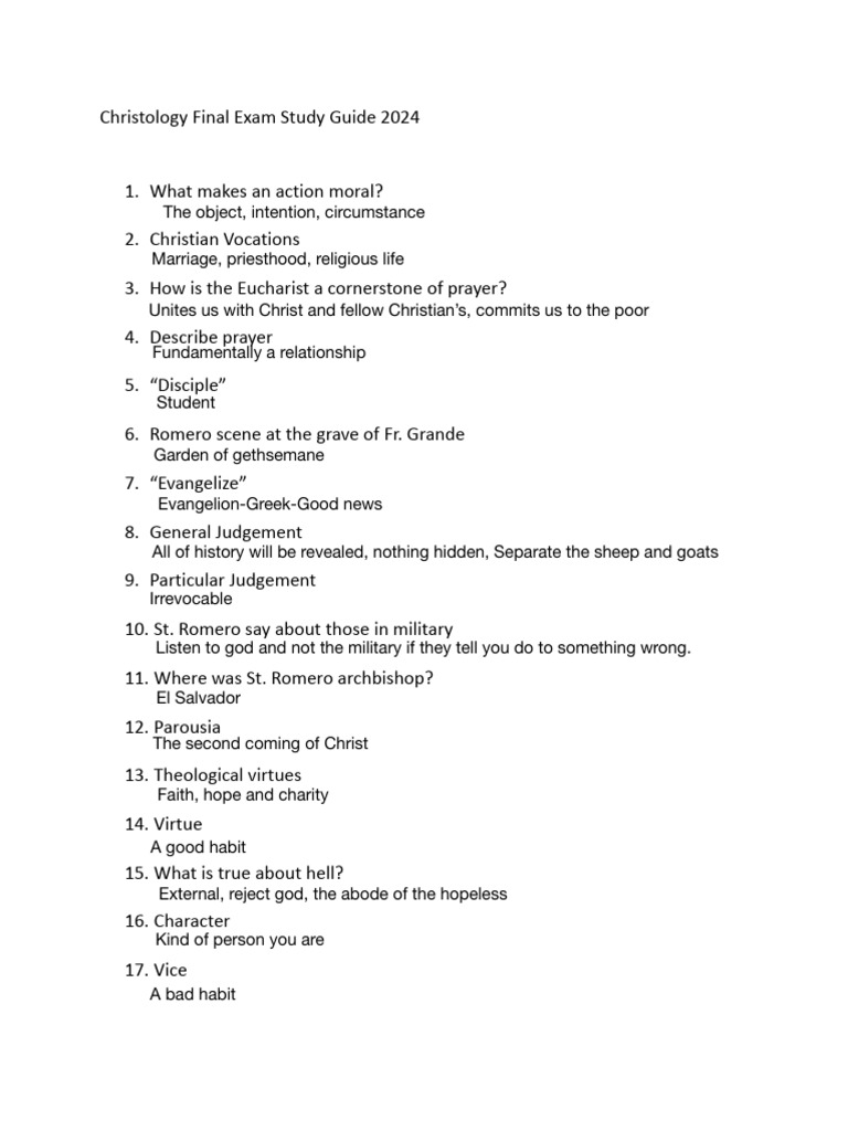 Christology Study Guide 2024 | PDF | Jesus | Sacraments