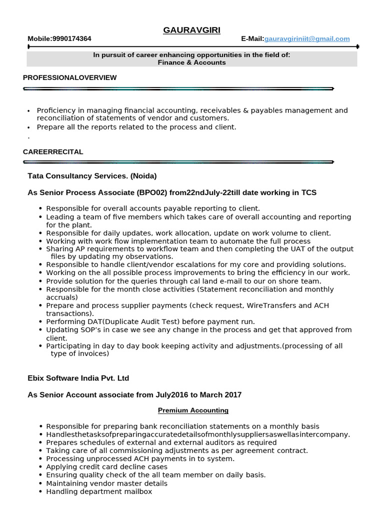 Gaurav Giri Resume Updated | PDF | Accounts Payable | Business