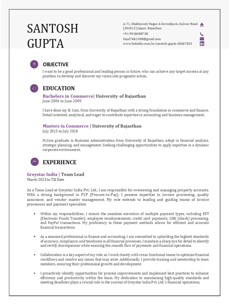 Santosh Gupta CV | PDF | Business