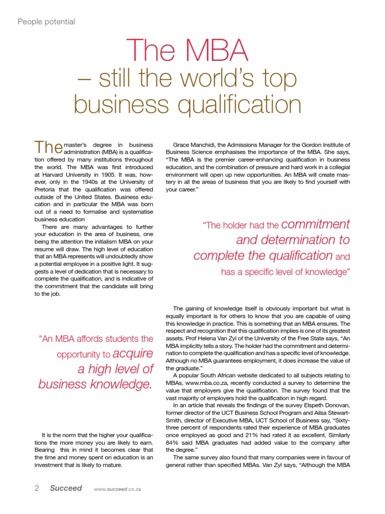 The MBA | PDF | Master Of Business Administration | Entrepreneurship