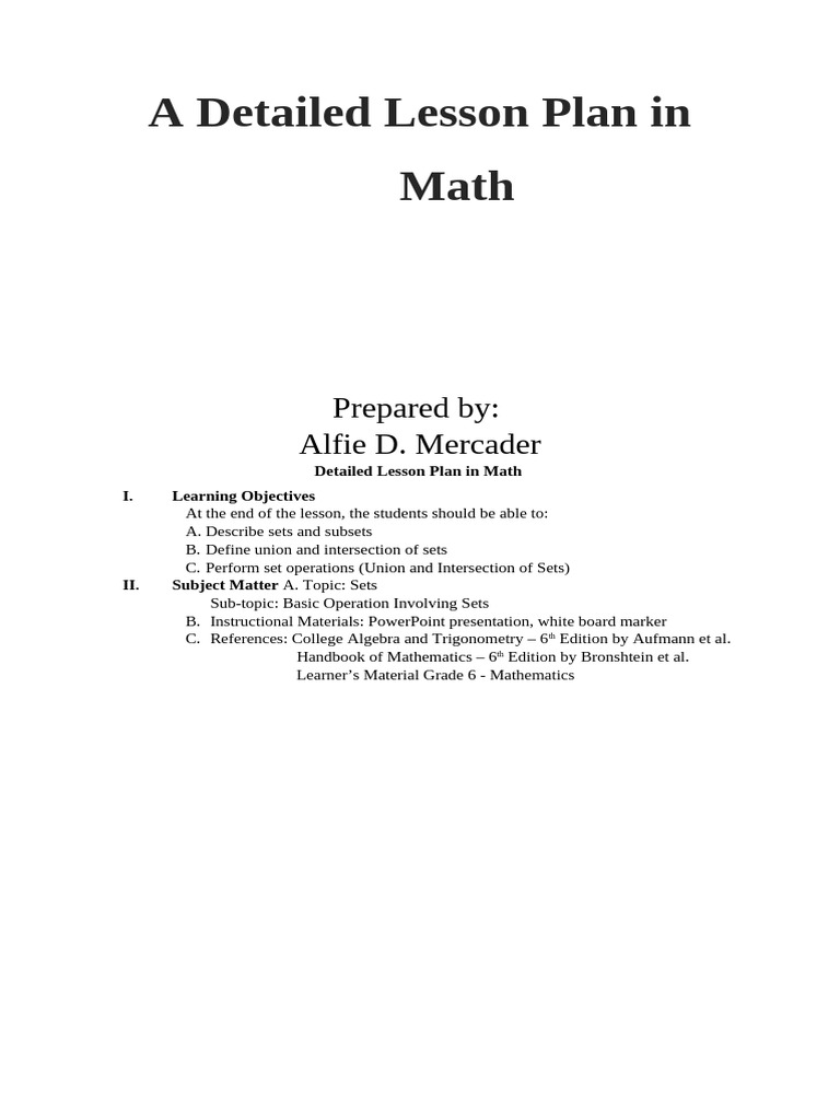 Lesson Plan Math Compress | PDF | Numbers | Natural Number