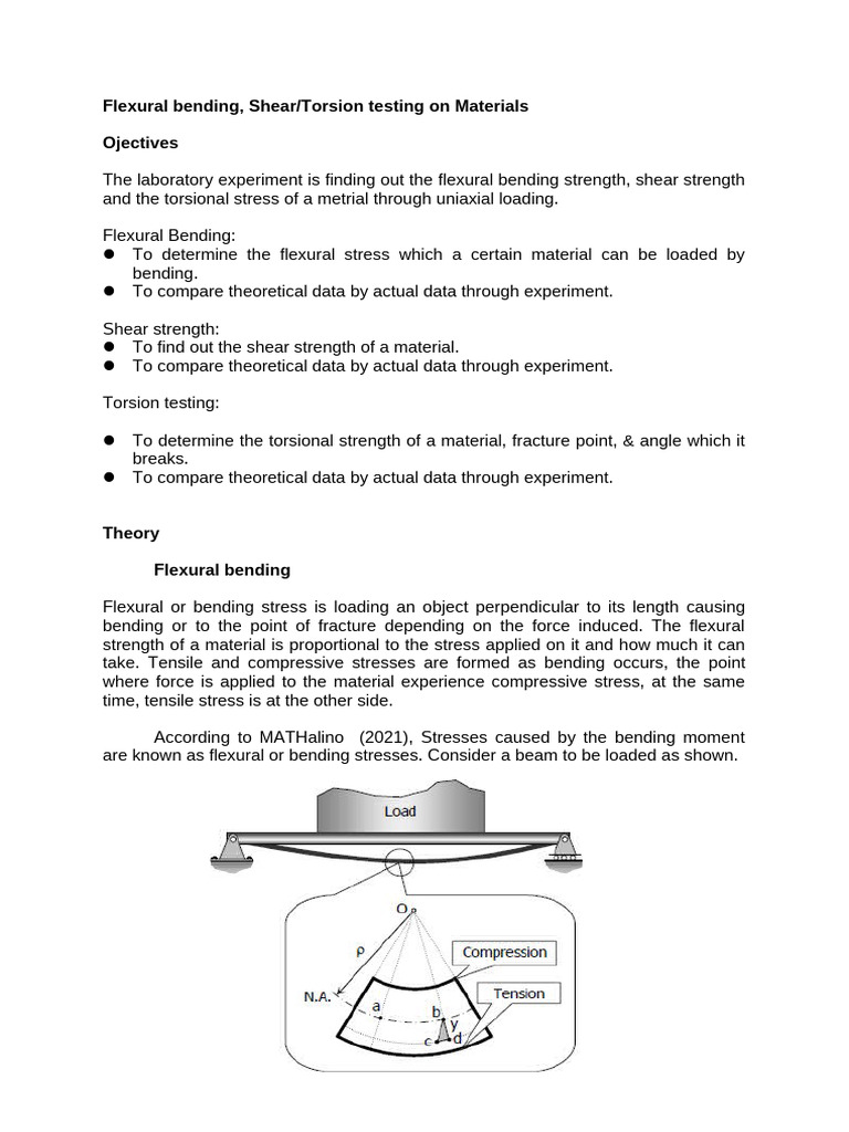 Flexural Bending, Shear/Torsion Testing On Materials | PDF | Bending ...