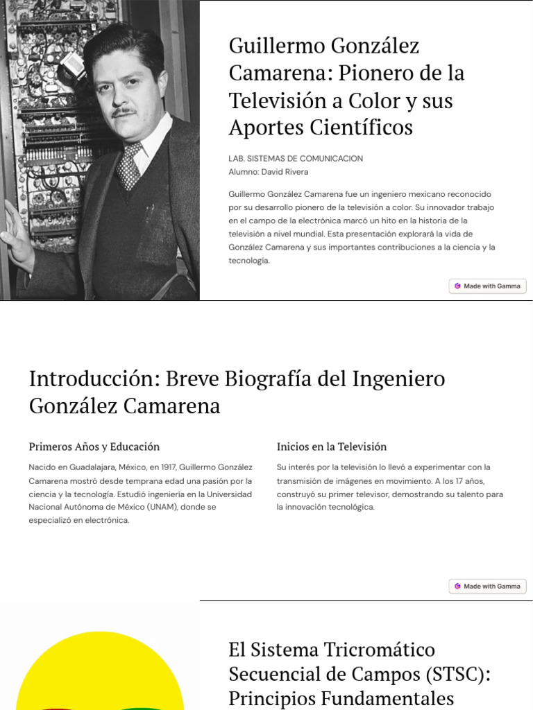 Guillermo Gonzalez Camarena Pionero de La Television A Color y Sus ...