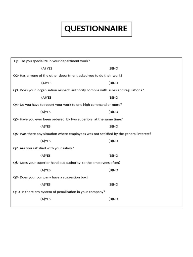 FINAL QUESTIONAIRE | PDF