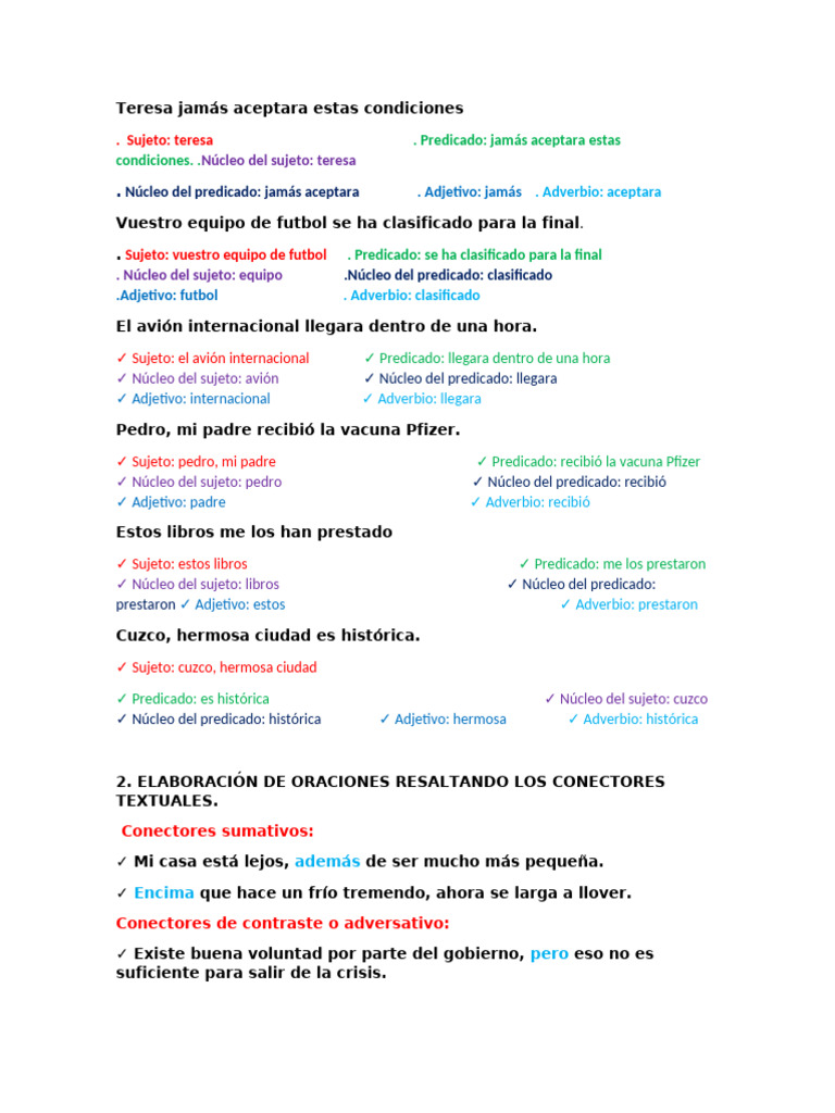 TRABAJO | PDF | Predicado (Gramática) | Adverbio