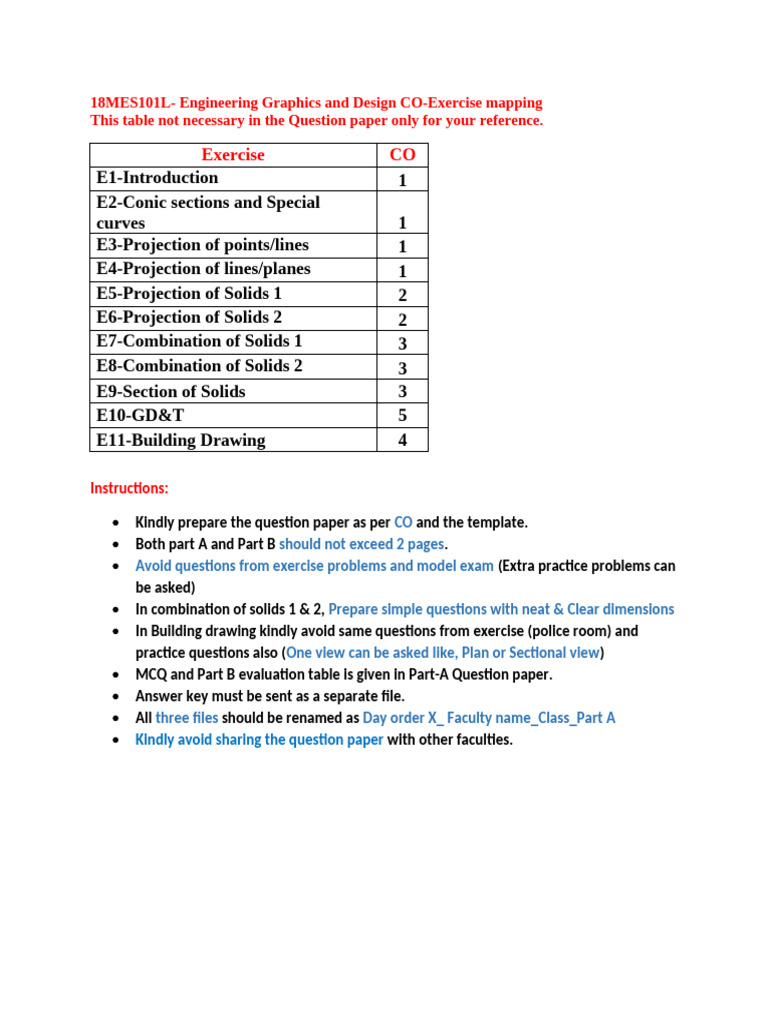 CO Mapping and Instructions | PDF