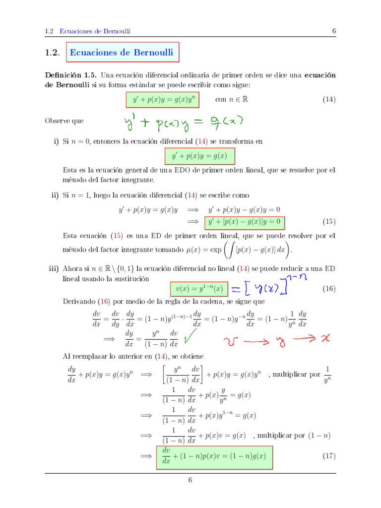 EDO's de Bernoulli | PDF | Ecuaciones | Ecuaciones diferenciales