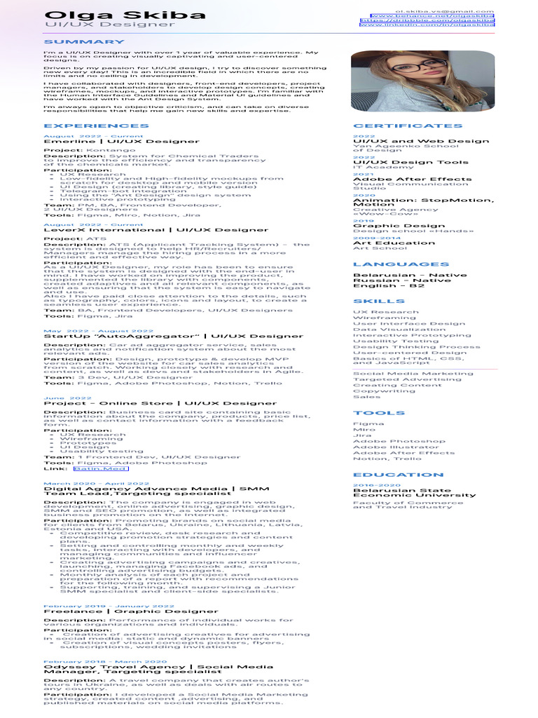 UI_UX DESIGNER - Olga Skiba | PDF | User Interface | Human Communication