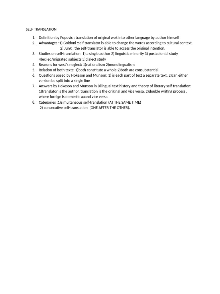Self Translation | PDF
