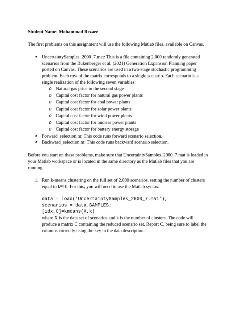 EME501_homework6-Mohammad Rezaee 2 | PDF | Matlab | Algorithms