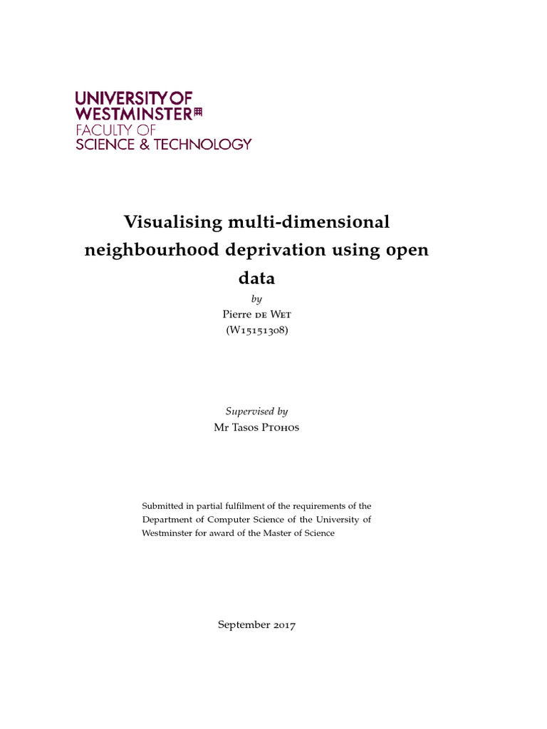 P. de Wet, Visualising Multi-Dimensional Neighbourhood Deprivation Using Open Data | PDF | Air ...
