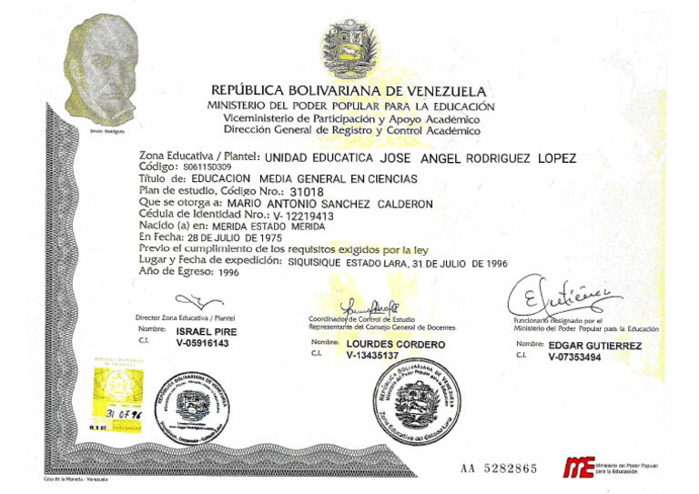 Titulo Bachiller | PDF