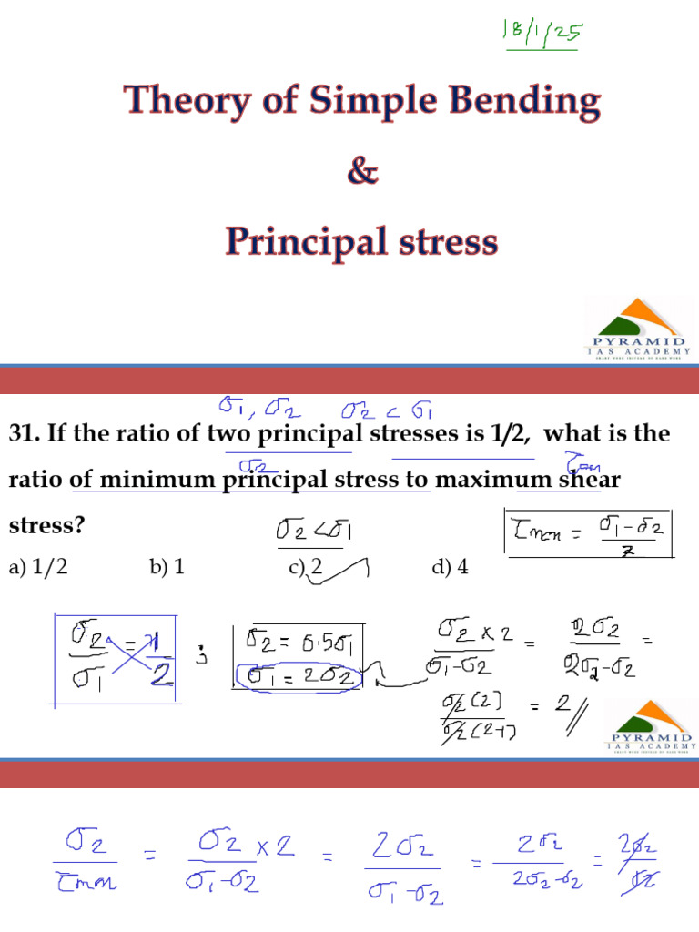 Principal Stress and Shear Stress Ratios | PDF | Stress (Mechanics ...