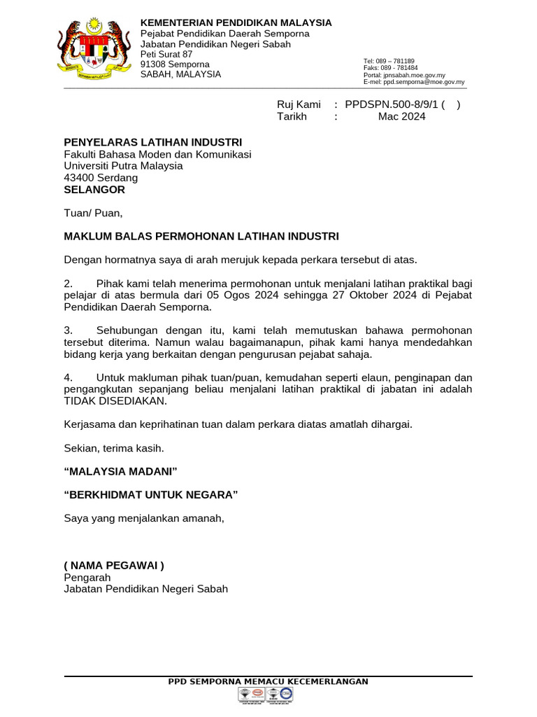 Template Format Surat Rasmi Baharu - 2024 | PDF