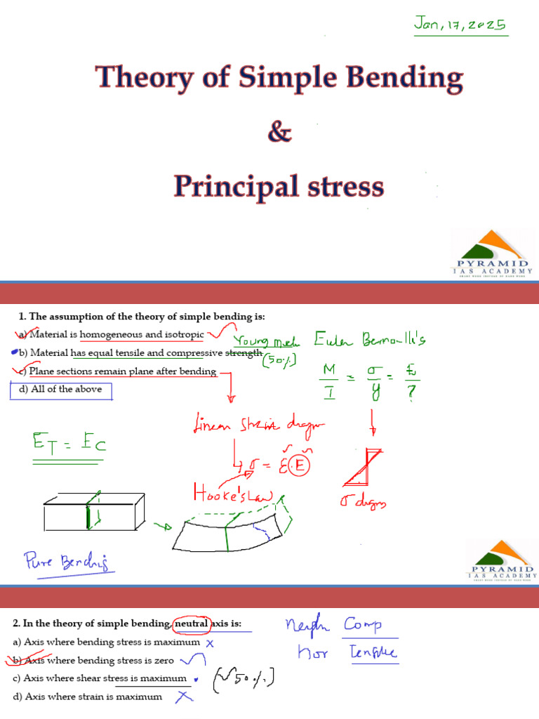 Theory of Simple Bending & Principal Stress - Annotated | PDF | Bending ...