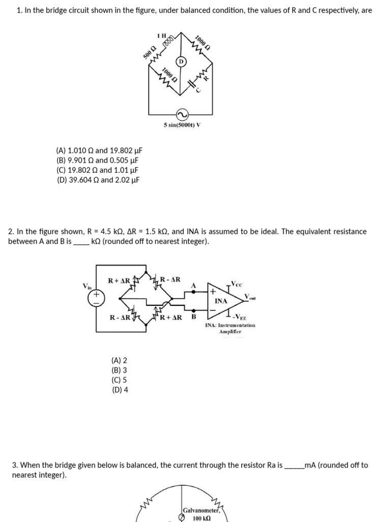 Bridge Circuit Problem Solutions | PDF | Resistor | Voltage