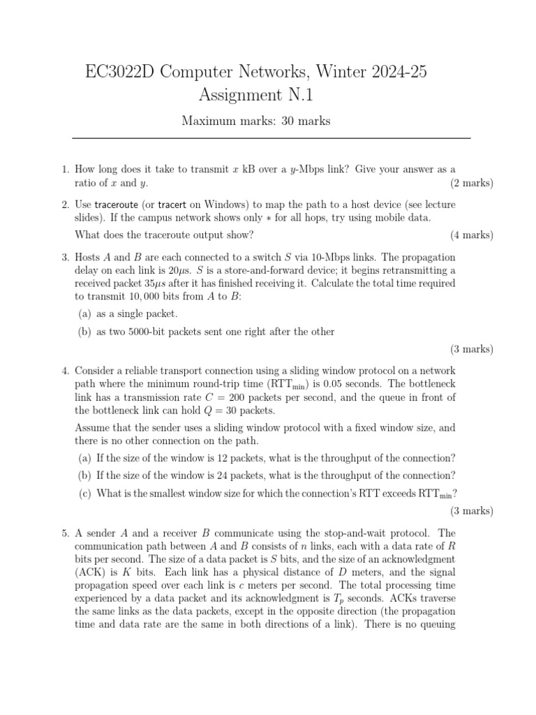 Assignments_CN | PDF | Transmission Control Protocol | Computer Network