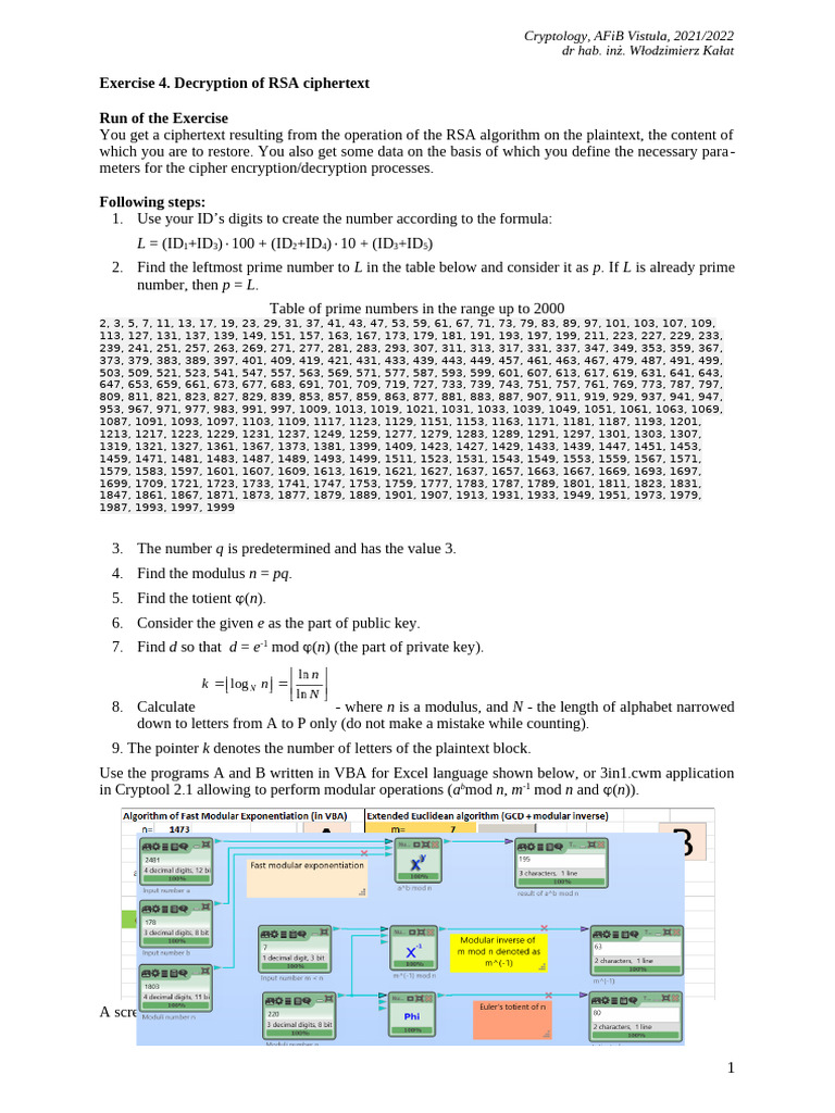 Exercise On Decryption of RSA 2024 | PDF | Encryption | Secrecy