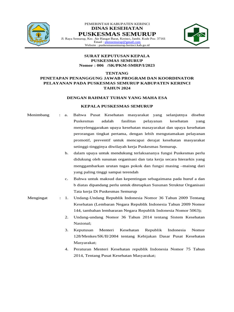 1.2.1 Ep A SK Penetapan Penanggung Jawab Program Dan Koordinator ...