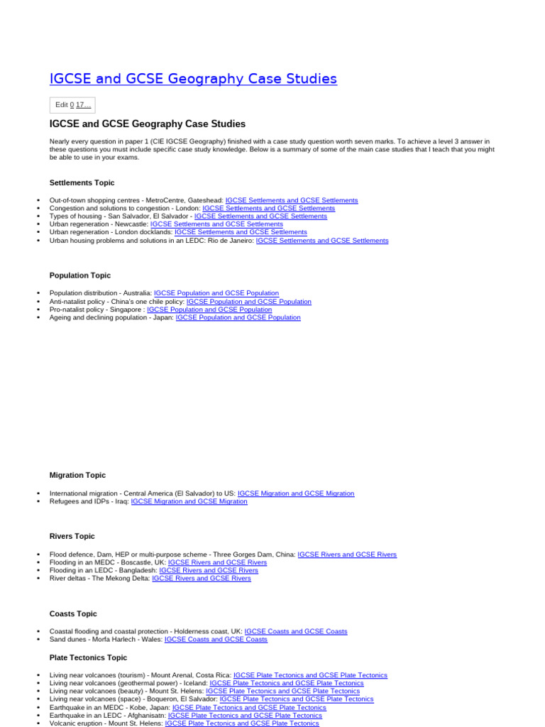 IGCSE and GCSE Geography Case Studies | PDF | Natural Environment ...