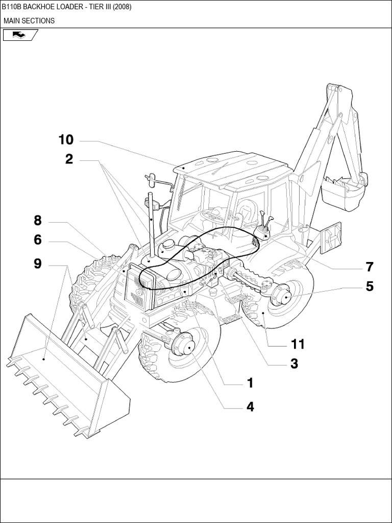 B110B Backhoe Loader Parts List 2008 | PDF | Loader (Equipment) | Screw