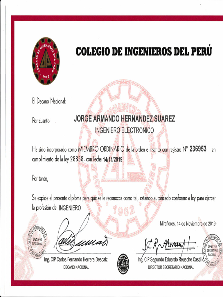 Diploma Del Colegio Profesional | PDF