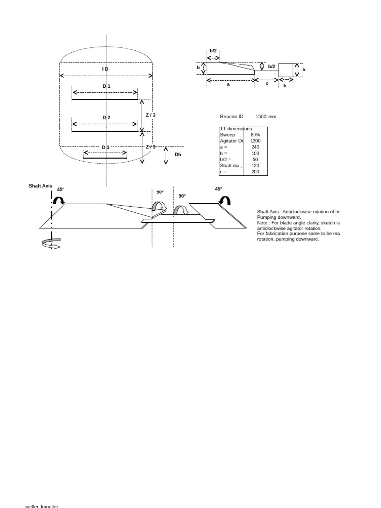 Agitator Specifications for Reactors | PDF | Angle | Motion (Physics)