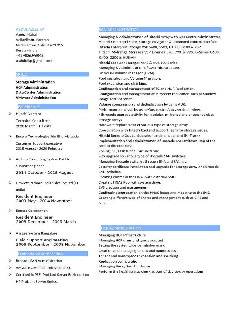 Abdul Azeez KP: IT Consultant Resume | PDF | Server (Computing) | Computing
