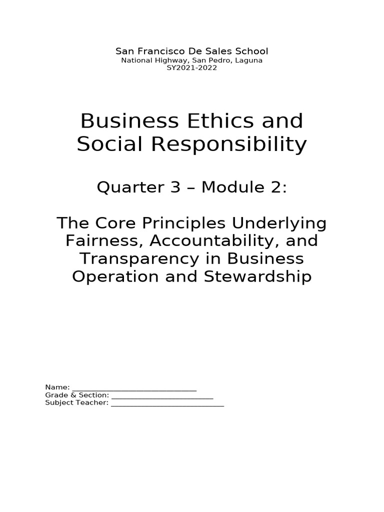 Core Principles of Business Ethics | PDF | Employment | Accountability
