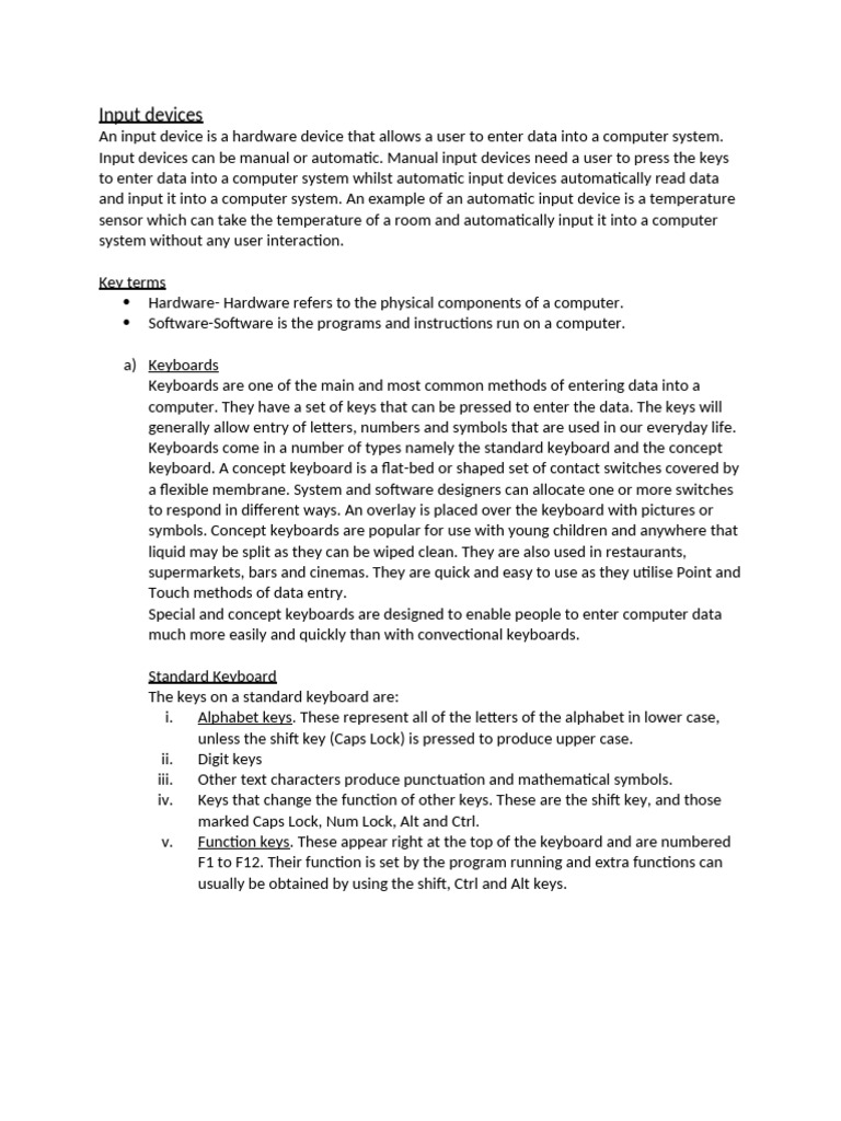Input and Output Devices | PDF | Computer Keyboard | Cursor (User Interface)