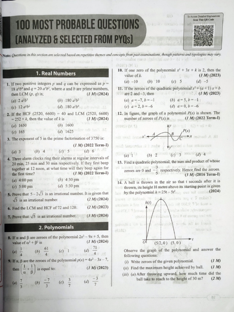 Class 10th Maths Most Repeated Questions | PDF