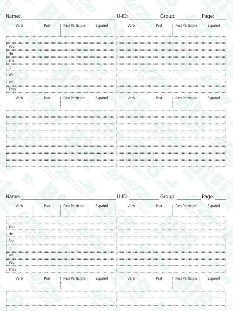 Formatos de Estudio Verbos NEW | PDF