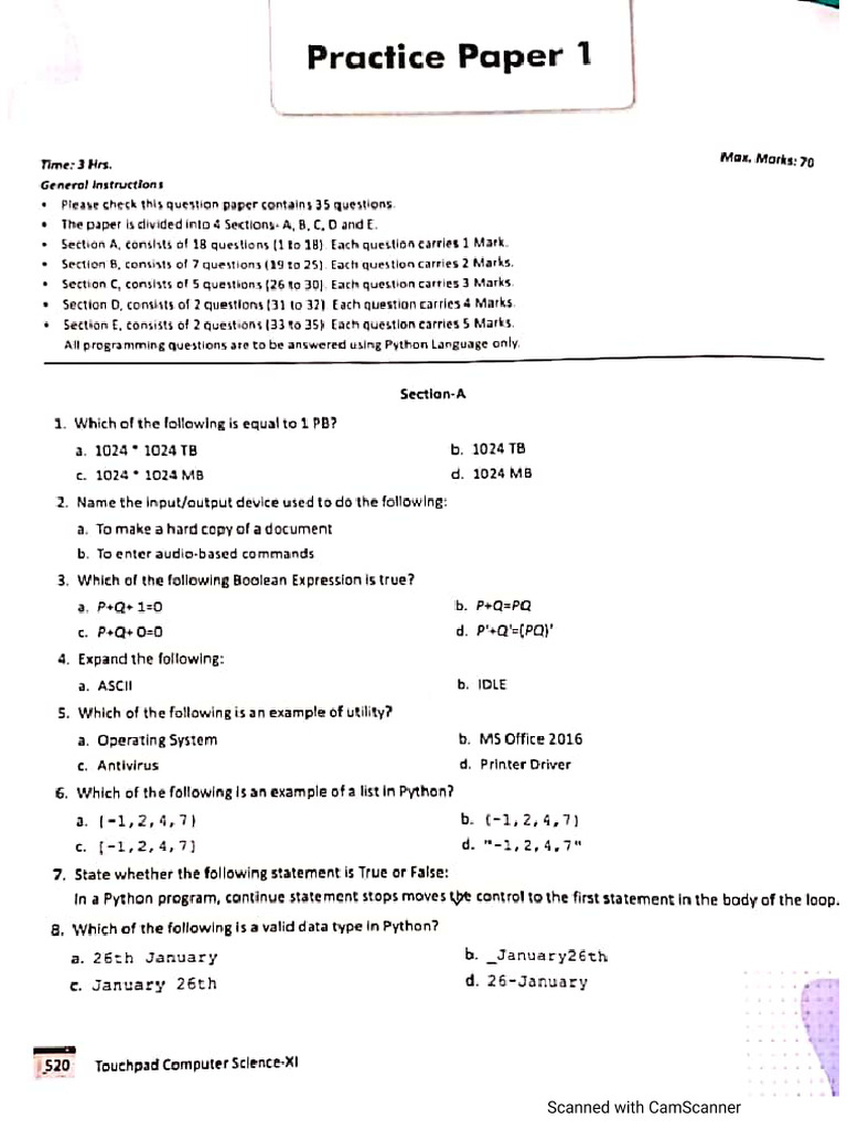 Practice Paper | PDF