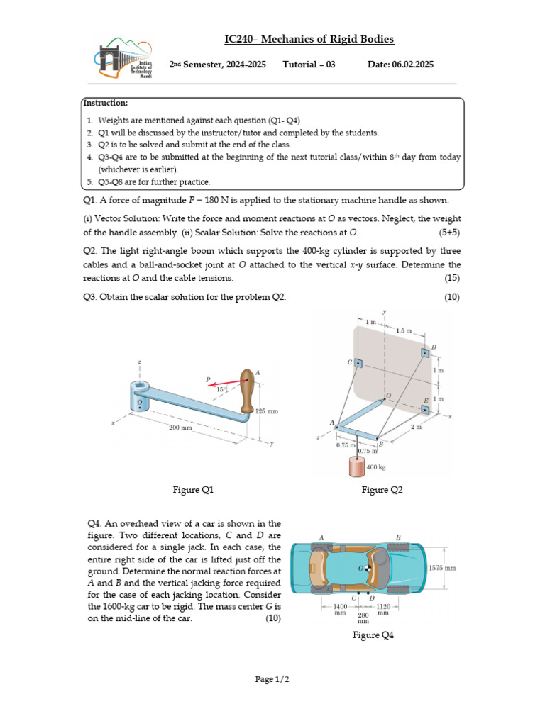 IC 240 Tutorial 03 | PDF | Force | Classical Mechanics