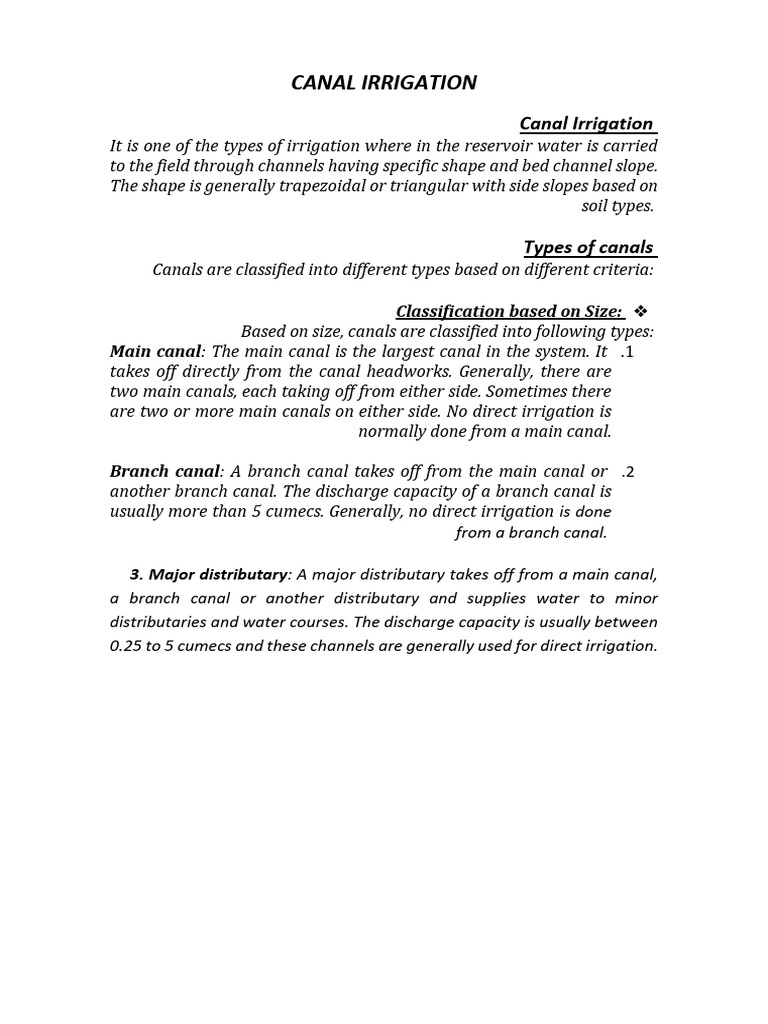Types and Design of Canal Irrigation | PDF | Drainage Basin | Canal