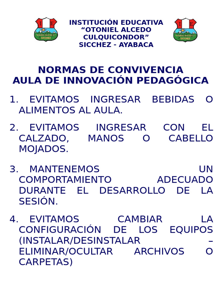 Normas de Convivencia AIP | PDF