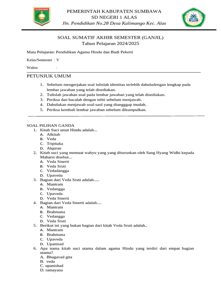 Ulangan Mid Semeste1 V | PDF