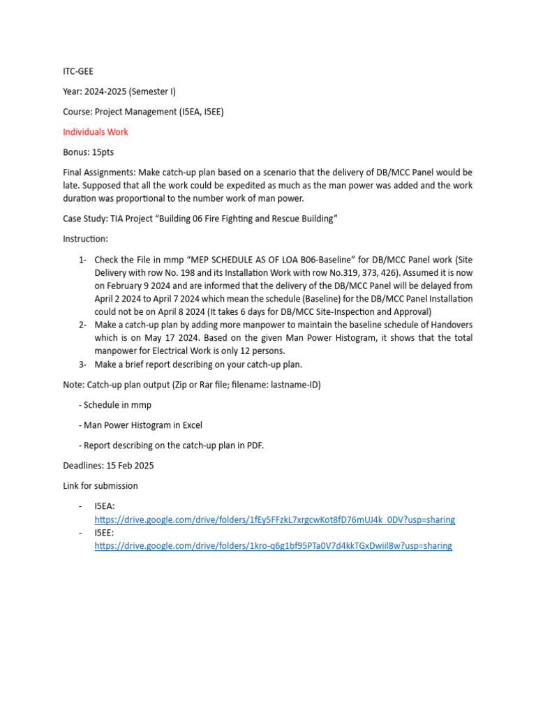 Final Assignment-Project Management Instruction | PDF