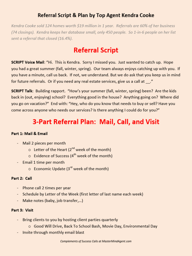 Referral Script and Plan | PDF