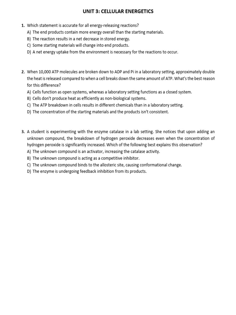 Unit 3 Cellular Energetics (1) | PDF | Photosynthesis | Adenosine ...